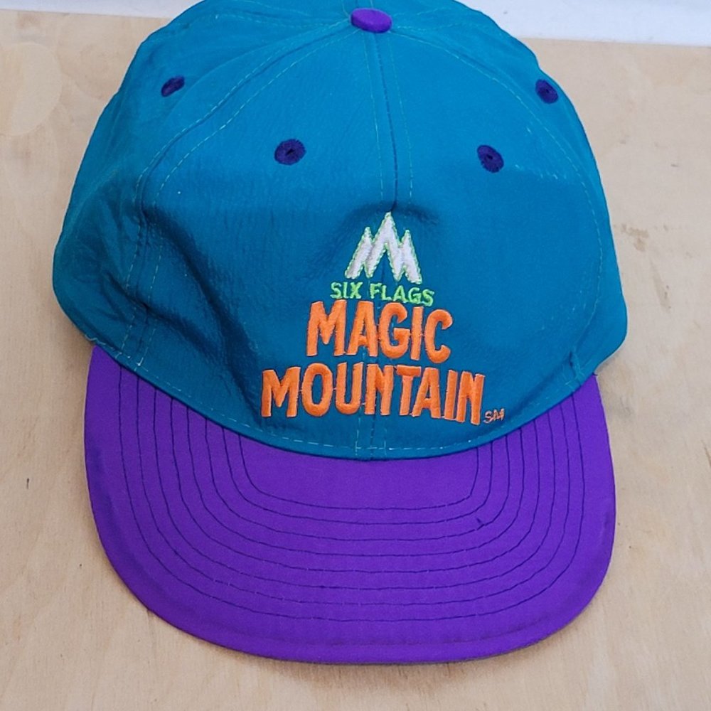 Vintage Six Flags Magic Mountain Hat Purple And Teal … - Gem